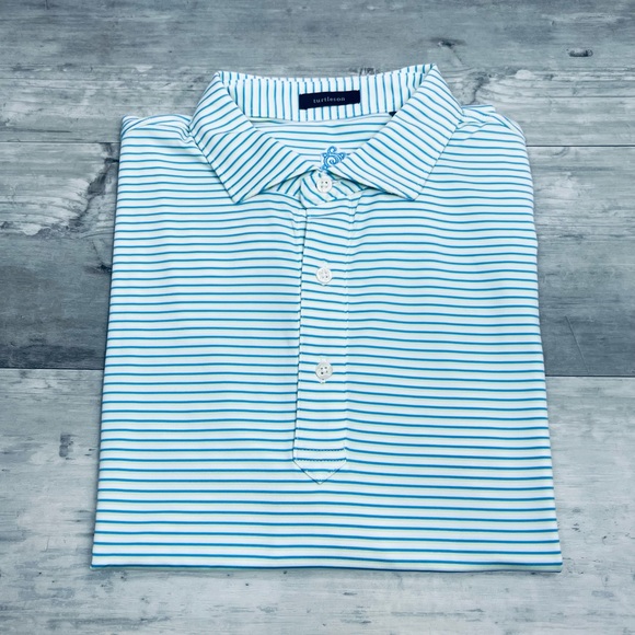 turtleson | Shirts | Turtleson White W Blue Green Stripe Polo Shirt Xl ...